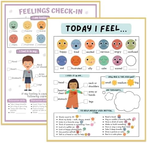20 Feelings Chart For Kids Mental Health Calm Corner Posters Emotions ...