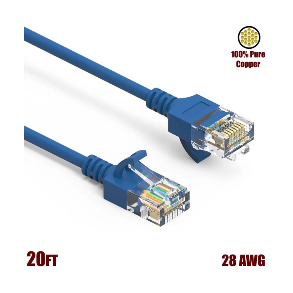 20 Feet Cat6A RJ45 SLIM Ethernet LAN Network UTP Cable Copper Wire ...