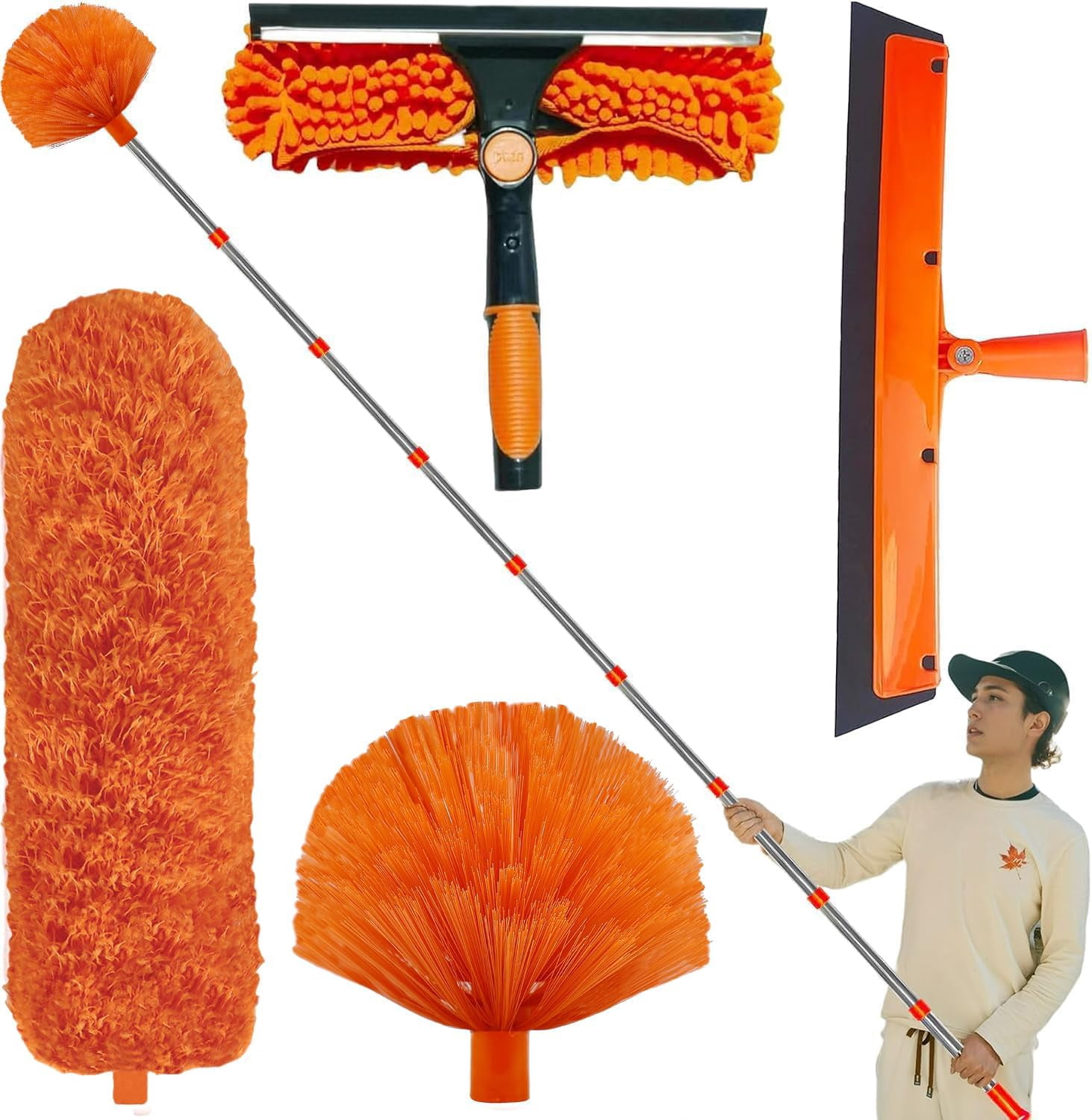 20+ Feet High Reach Duster Kit with 3-14 ft Extension Pole High Ceiling ...
