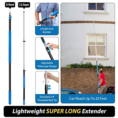 20 Feet High Reach Duster Kit with 5-12 Ft Extension Pole, Cobweb ...