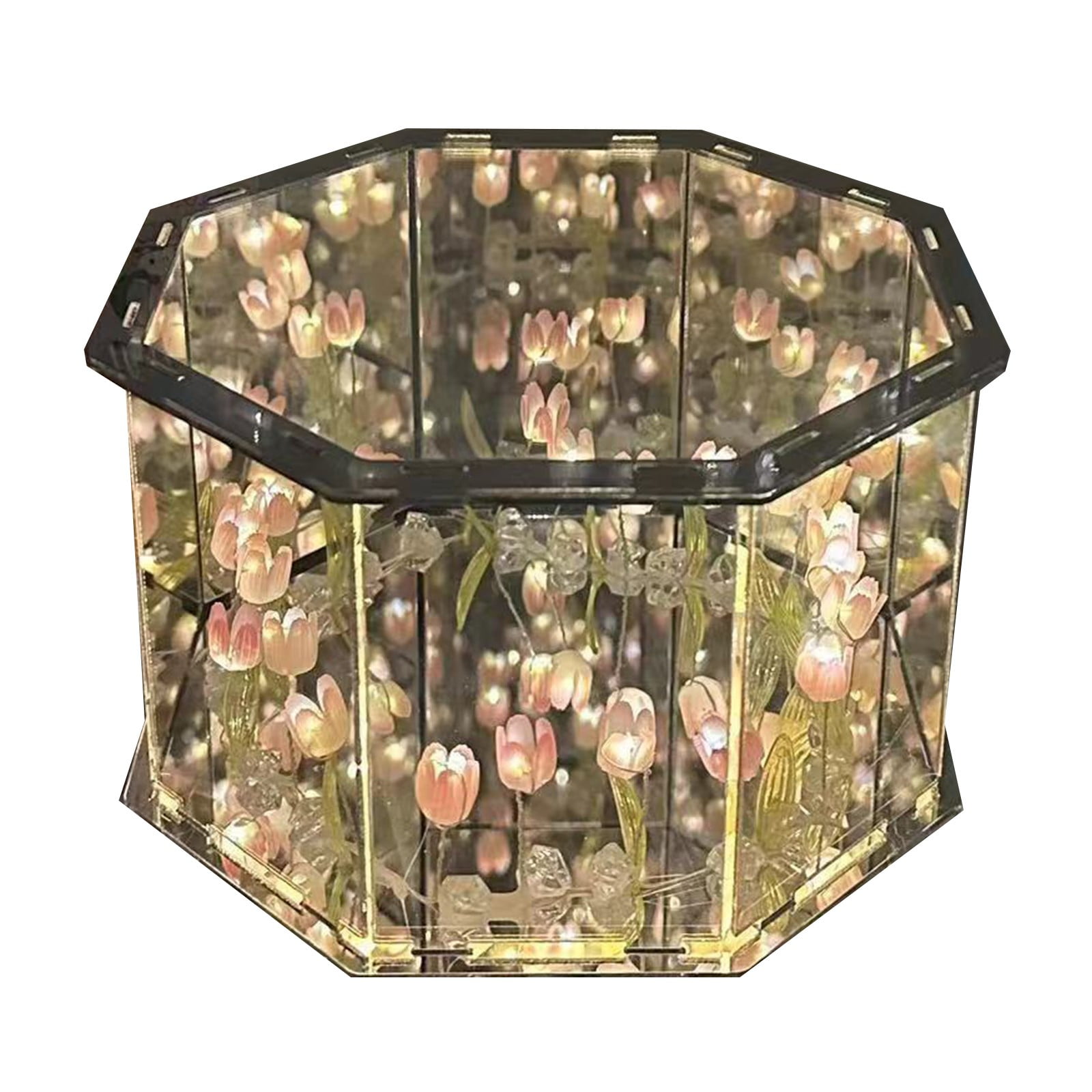 20 Flowers Tulips Night Light Mirror Handmade Square Mirror Tulips ...