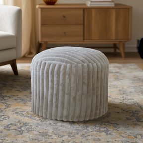 BYBYME Round Pouf Ottoman,A Modern Foam Stuffed Poof Perfect to Rest ...