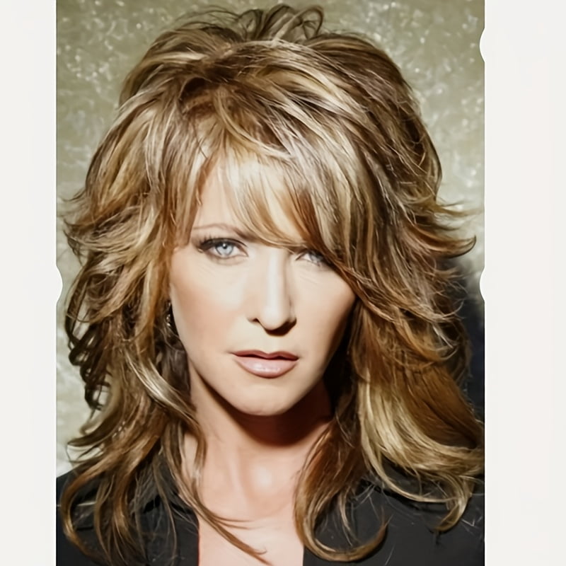 [20" Fluffy Synthetic Wig] 20 Inches Long Fluffy Curly Brown Blonde ...