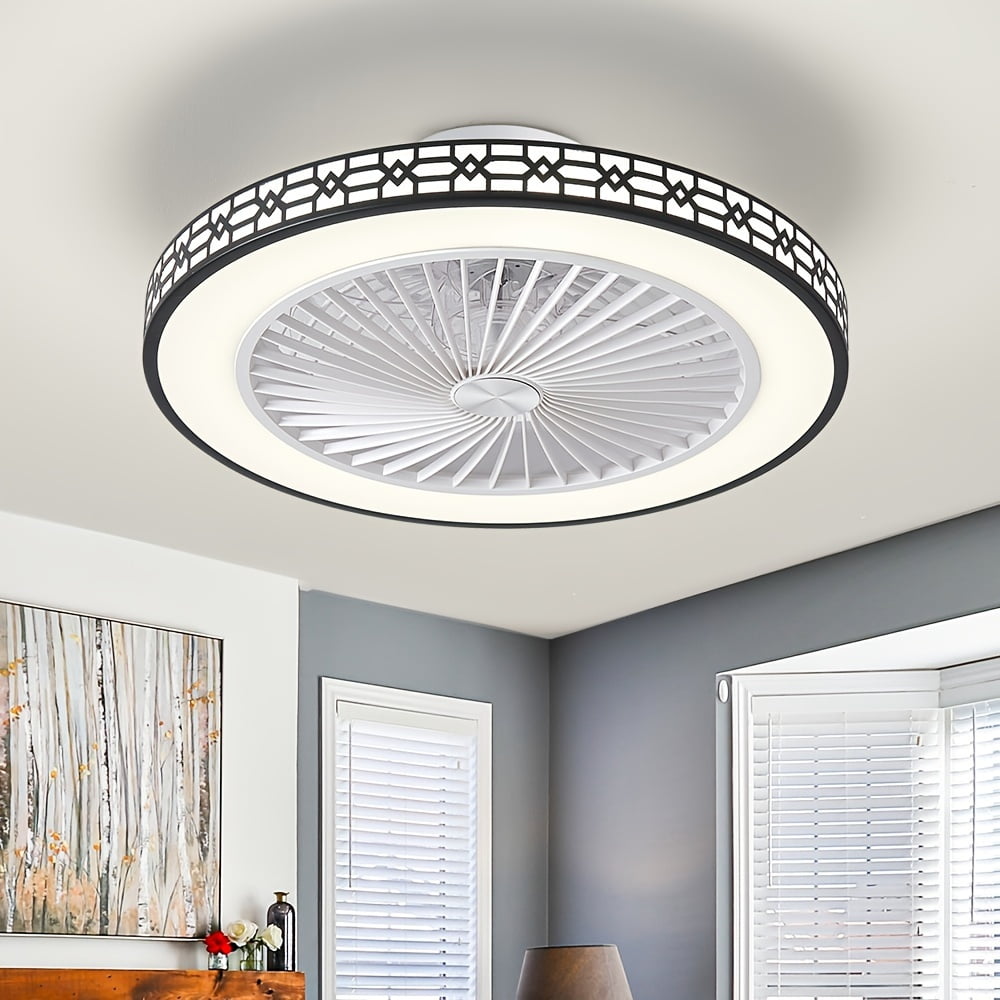 20"Flush Mount Ceiling Fan with Lights Bladeless Ceiling Fan Low ...