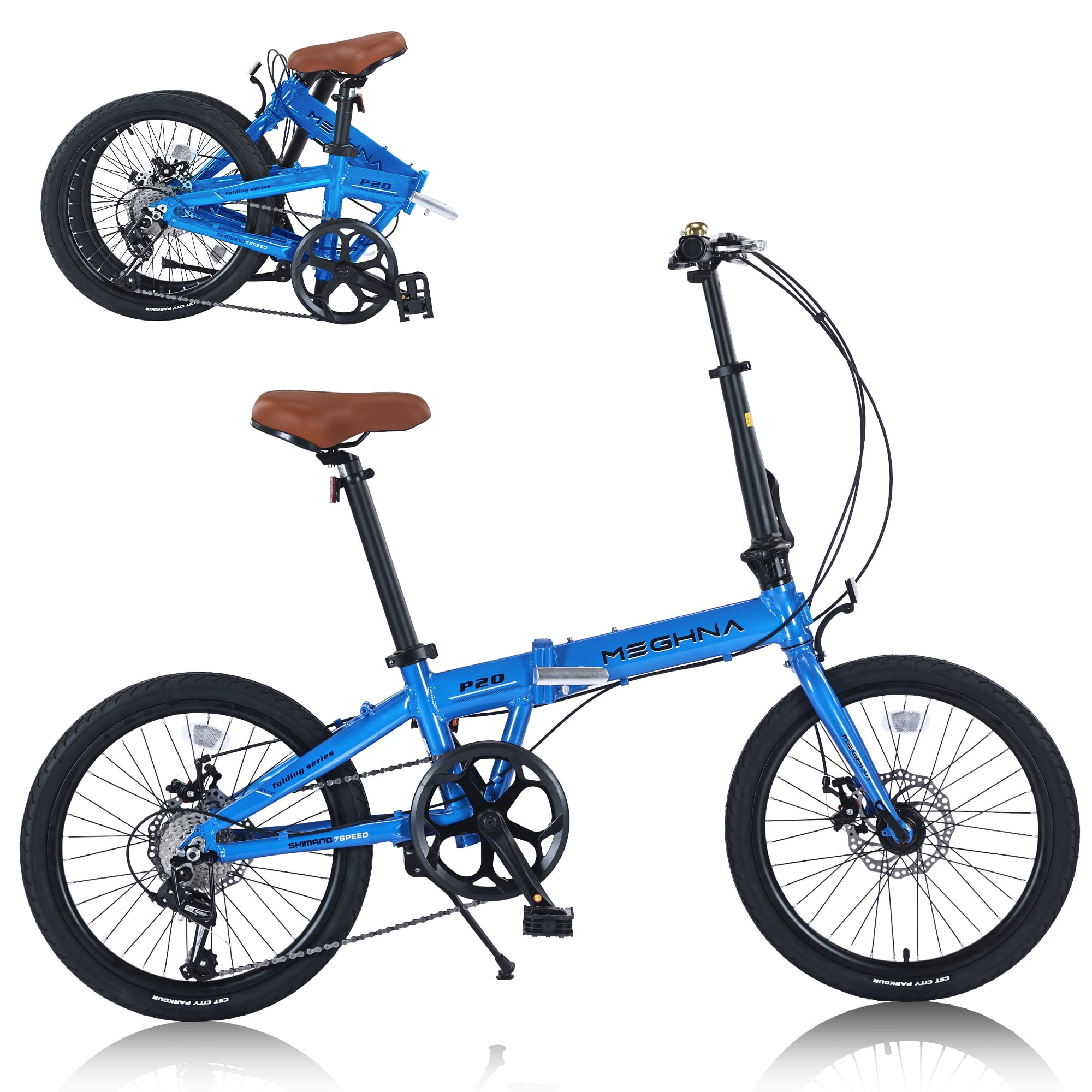 20" Folding Bike, 7 Speed Adult Bicycles with Disc Brakes, Lightweight ...