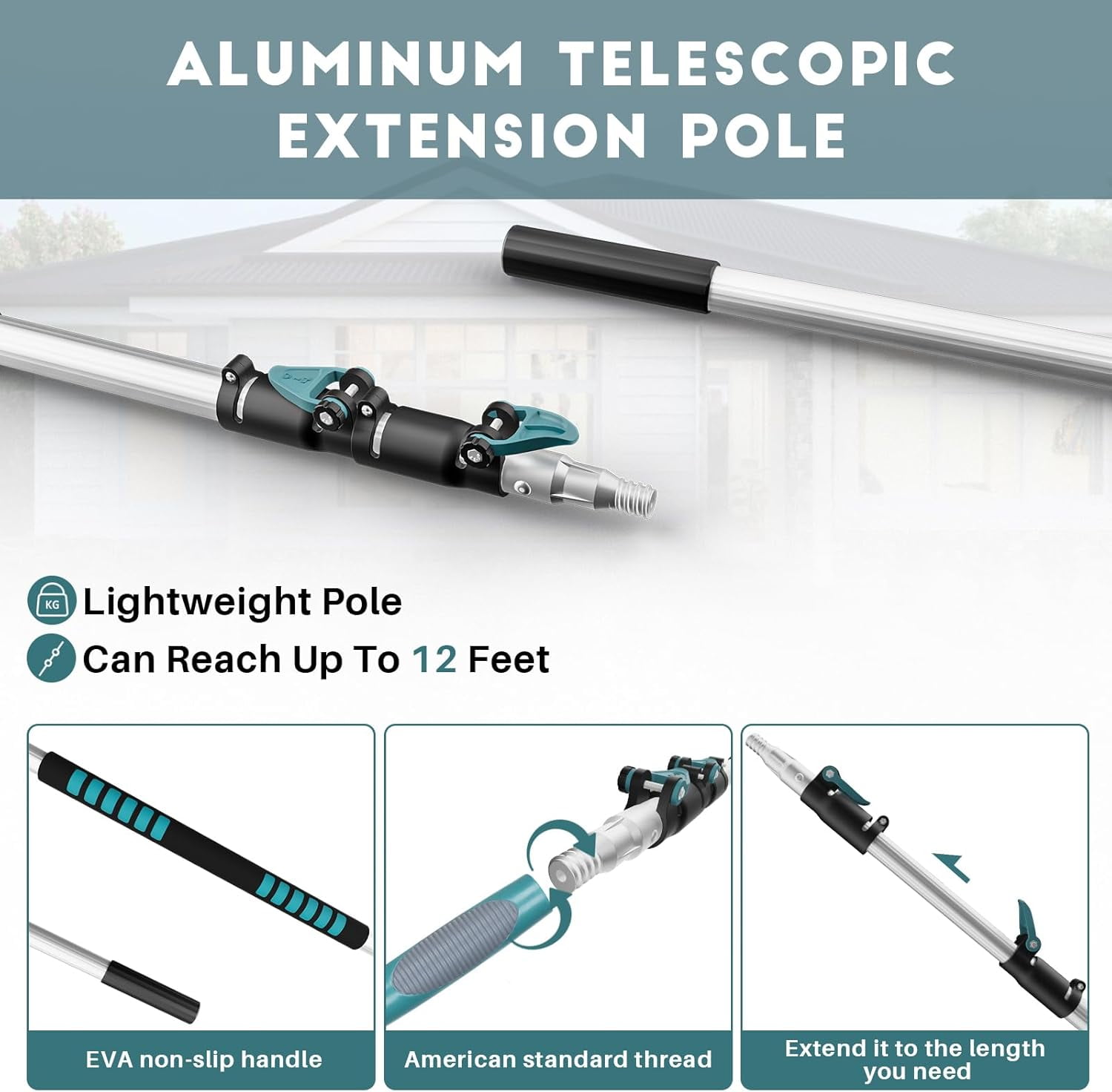 20 Foot High Reach Duster Kit with 5-12FT Extension Pole High Ceiling ...