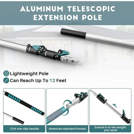 20 Foot High Reach Duster Kit with 5-12FT Extension Pole High Ceiling ...