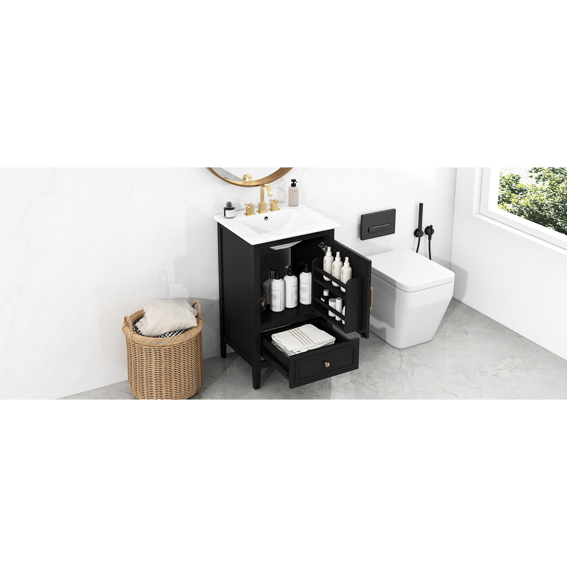 20" Freestanding Vanity with Semilune Sink / Large Sink Area & Smooth ...