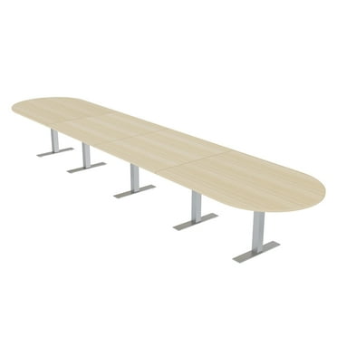 18 Ft Modular Arc Boat Conference Table Square Metal Bases w/Electric ...