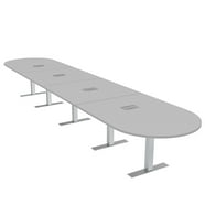 12 Person Rectangular Powered Modular Conference Table Metal Bases ...