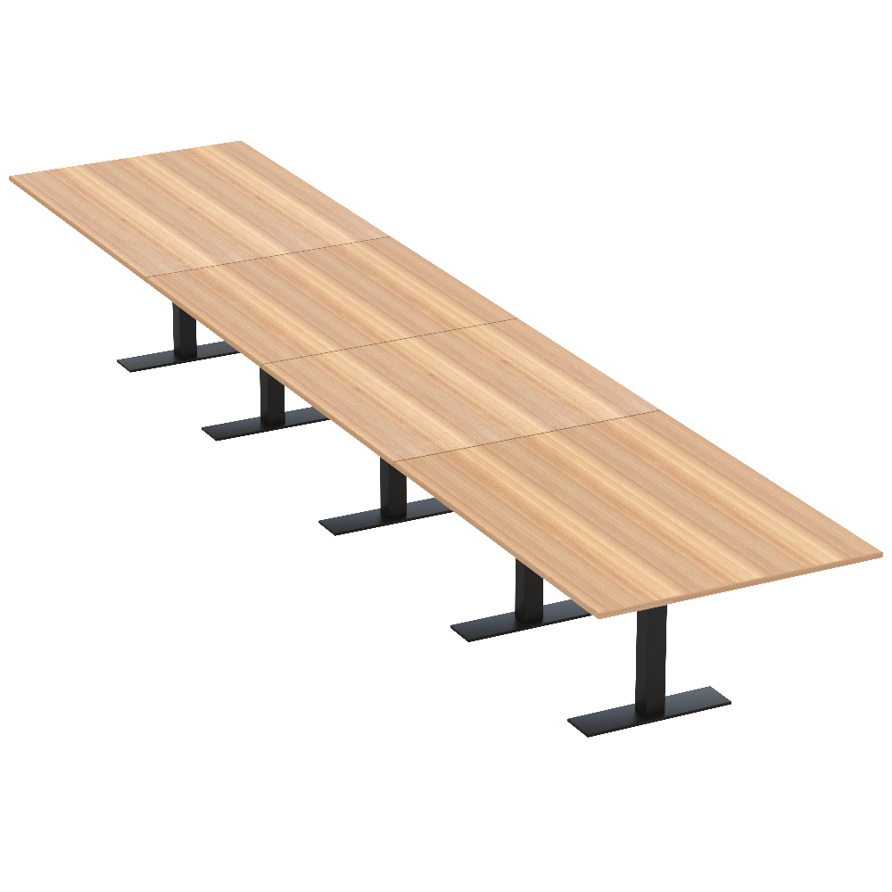 20 Ft Rectangular Modular Boardroom Table Metal T Bases Electric Units ...