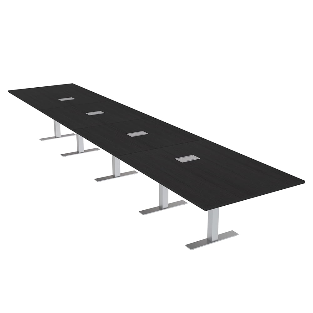 20 Ft Rectangular Modular Boardroom Table Metal T Bases Electric Units ...