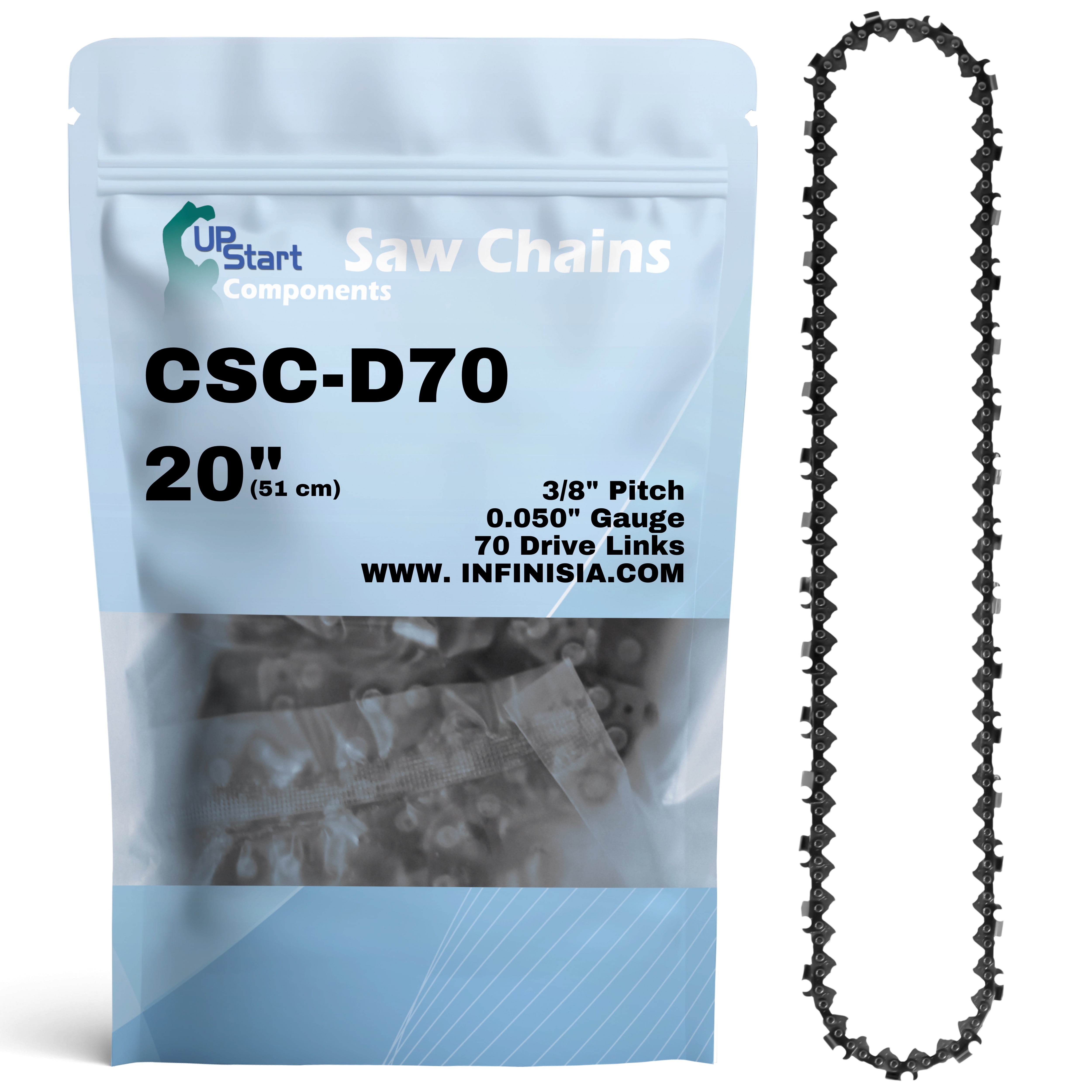 20" Full Chisel chainaw Chain D70 Replacement for Echo CS-60S chainaws - (20 inch, 3/8" Pitch, 0 ...