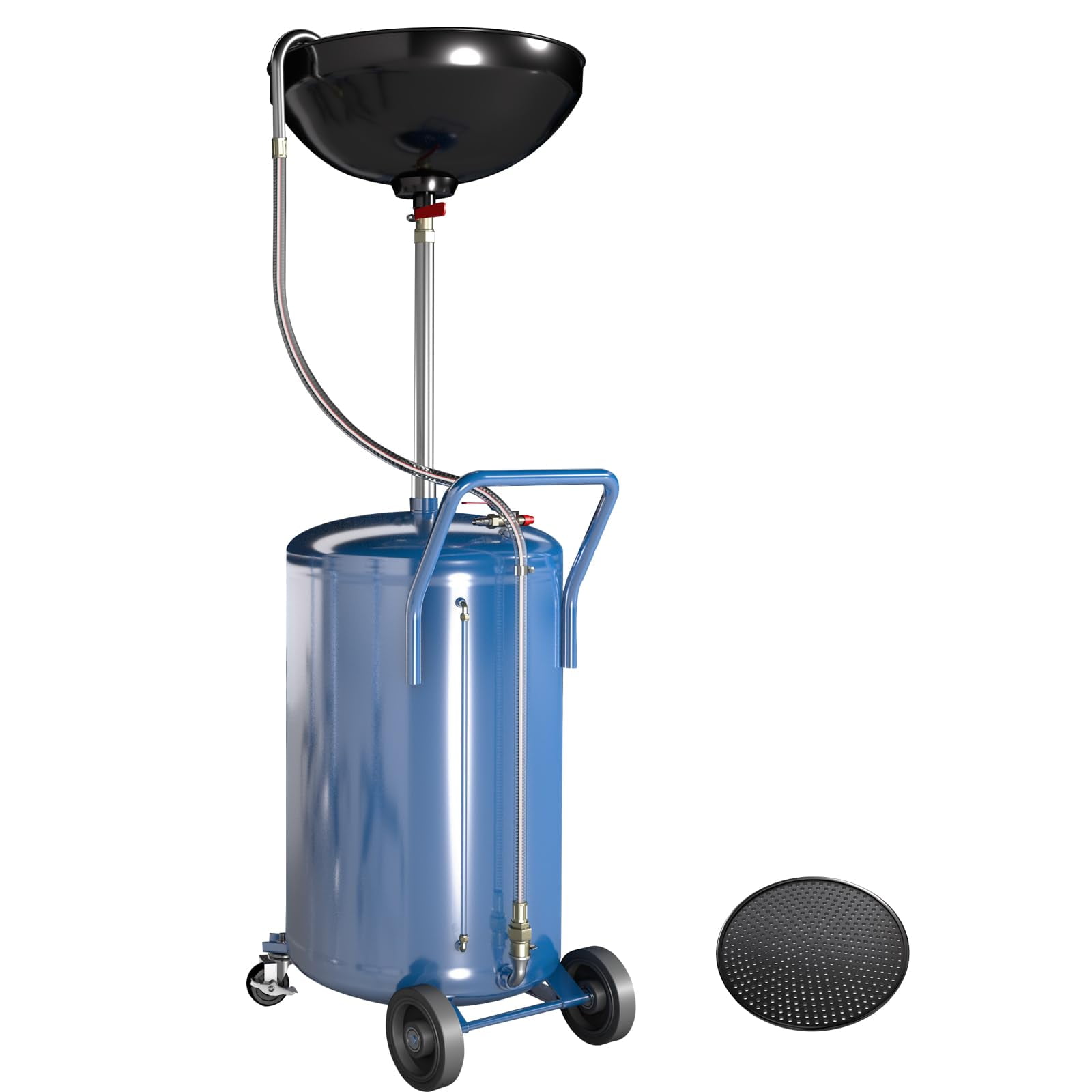 20-Gal Air-Operated Oil Drain Tank w/Wheels & Adjustable Funnel - Heavy ...
