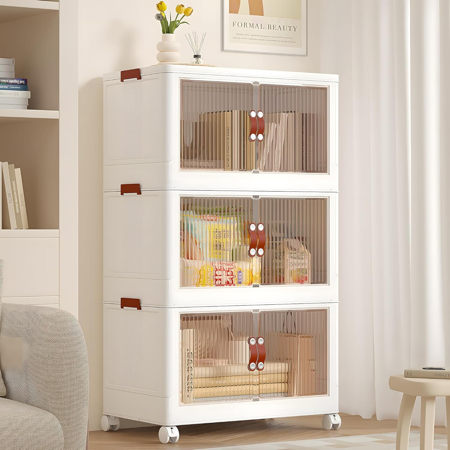 20 Gal Stackable Storage Bins with Lid, 3 Pack Plastic Collapsible ...