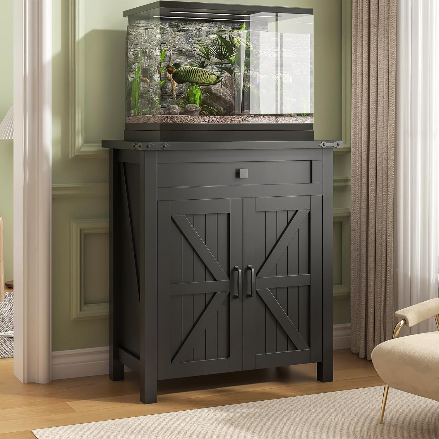 20 Gallon Aquarium Stand With Charging Station, Farmhouse Fish Tank ...