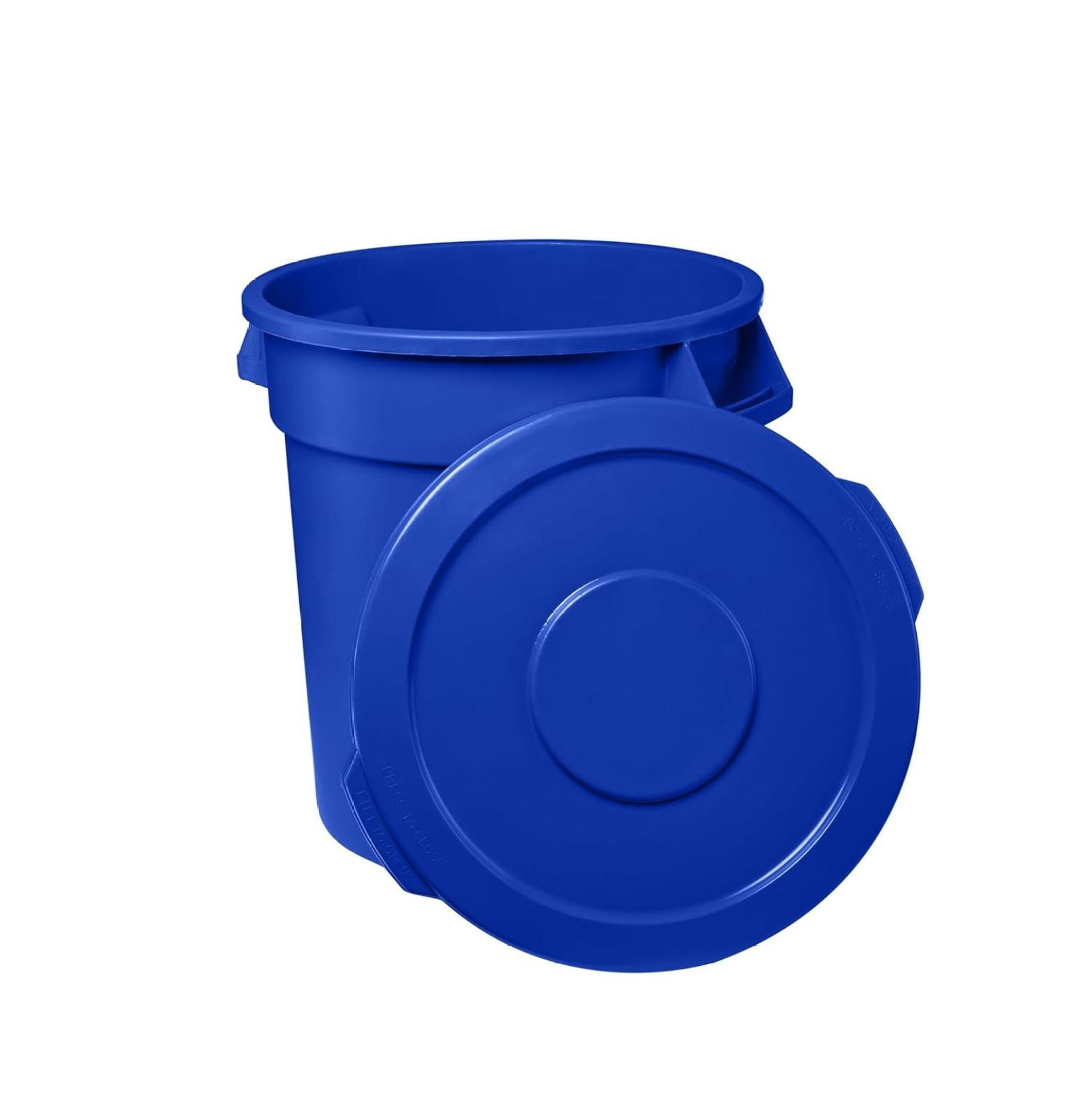 20 Gallon Blue Round Feed and Seed Storage Container with Lid, Plastic ...