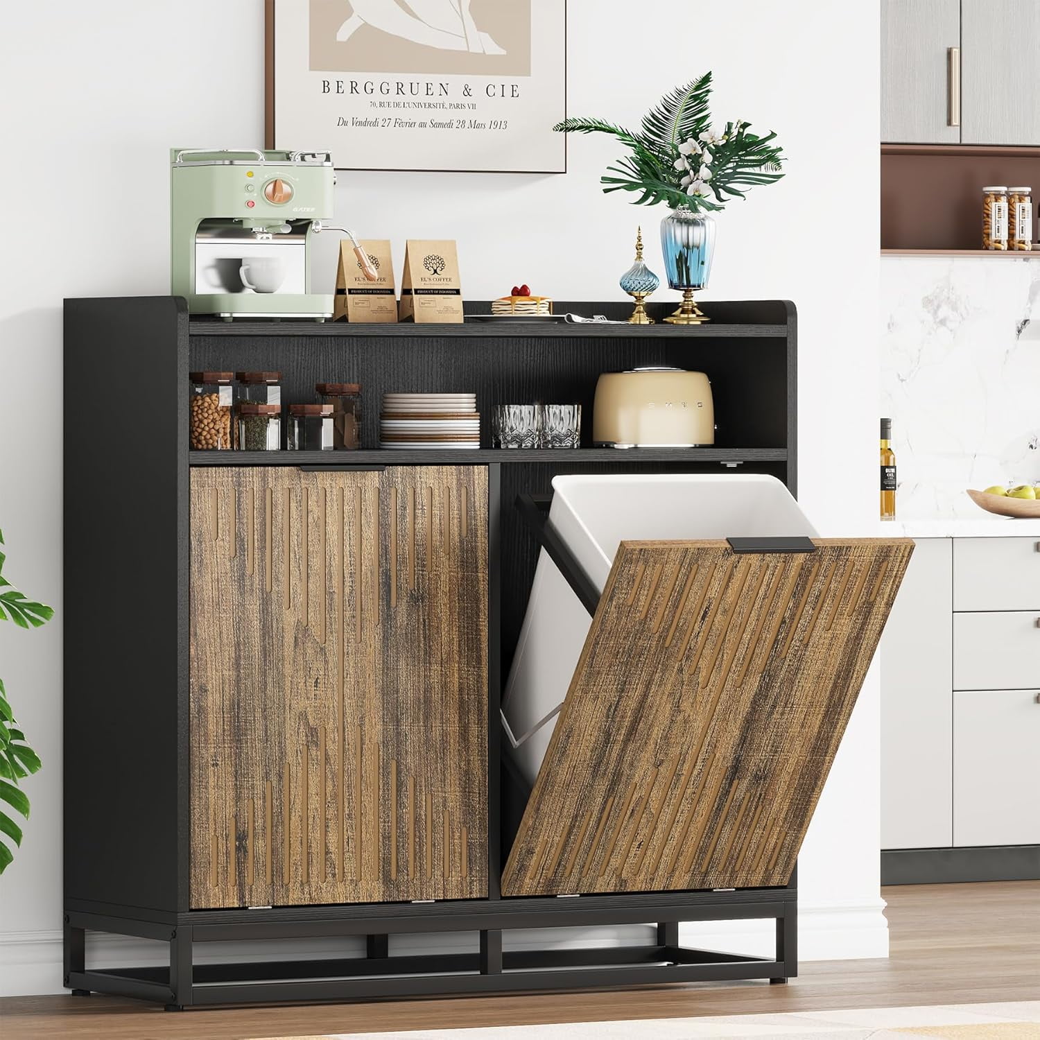 20 Gallon Double Tilt Out Trash Bin Cabinets, Freestanding Recycling ...