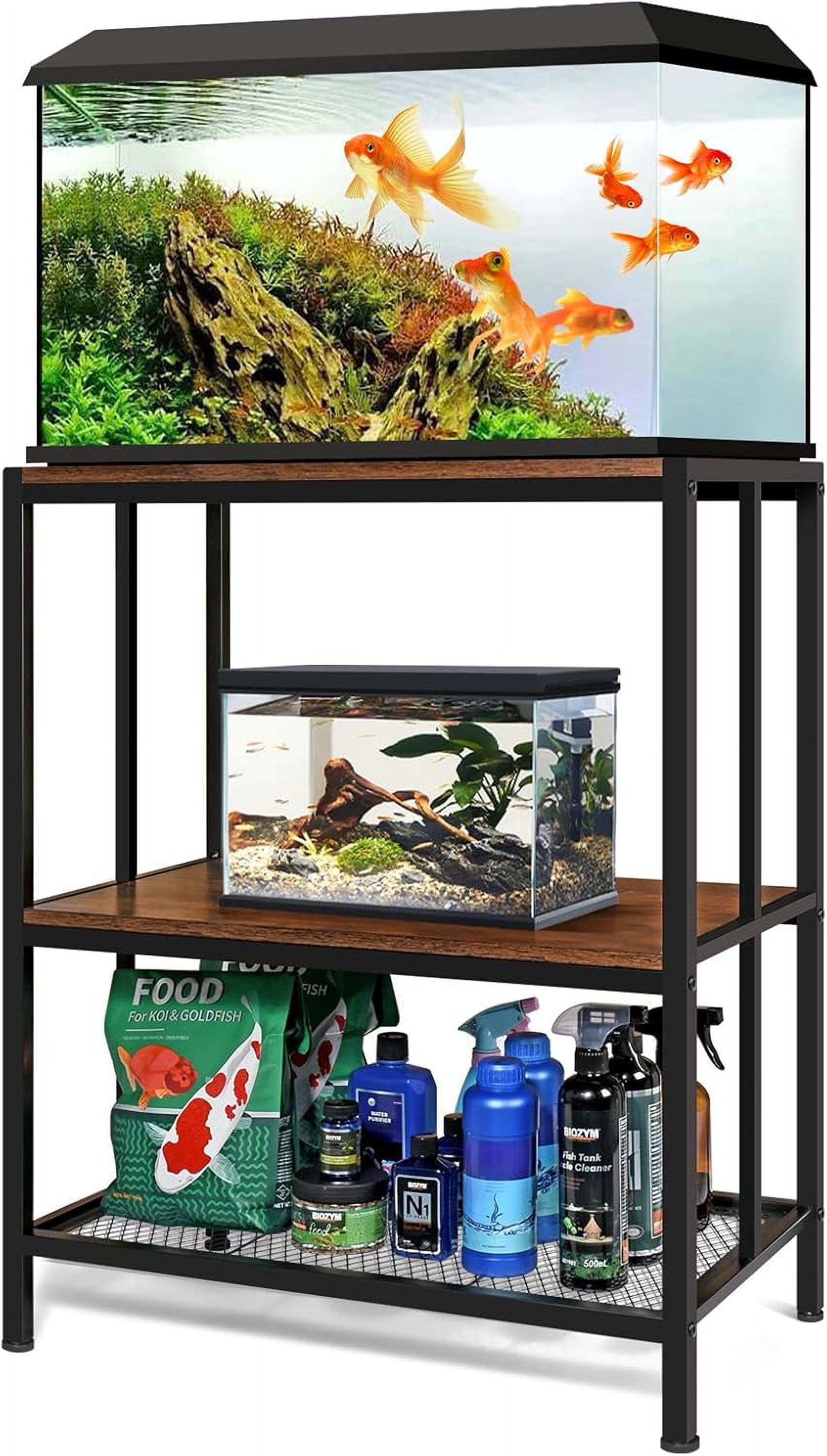 20 Gallon Fish Tank Stand, Metal Aquarium Stand with Bottom Grid Layer ...