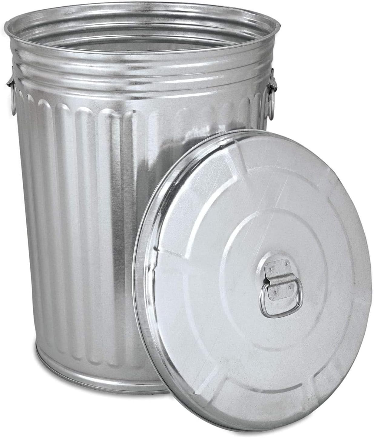 20 Gallon Galvanized Steel Trash Can With Lid, Pre-Galvanized, Silver ...