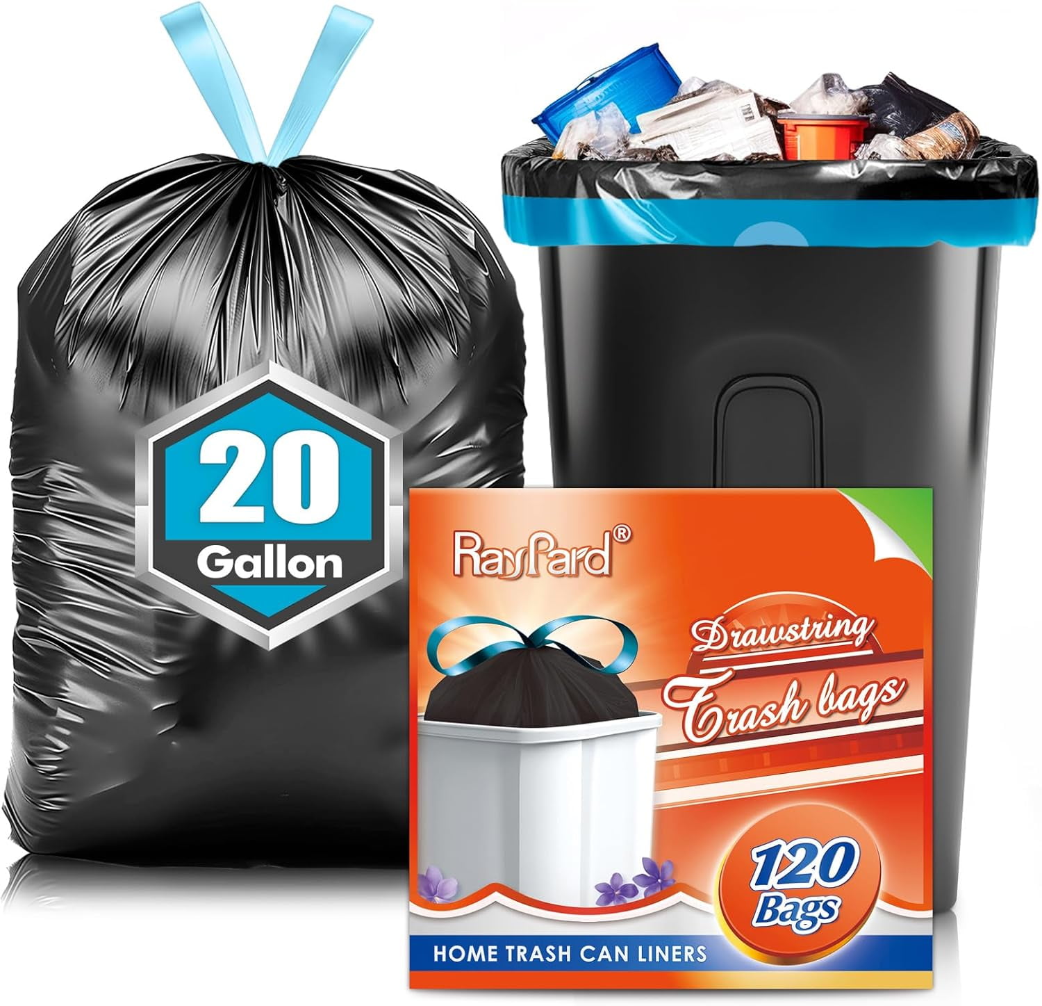 20 Gallon Large Drawstring Trash Bags 26 Counts, Fit 20-21 Gal Trash ...