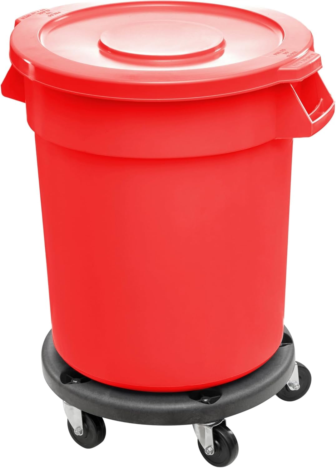 20 Gallon Laundry Cart or Trash Can with Lid and Wheels – Durable Rolling Poly Round Box for ...