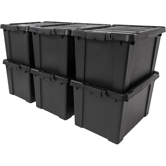 20 Gallon Lockable Storage Bins with Lids, 6 Pack - Made in USA, Heavy ...