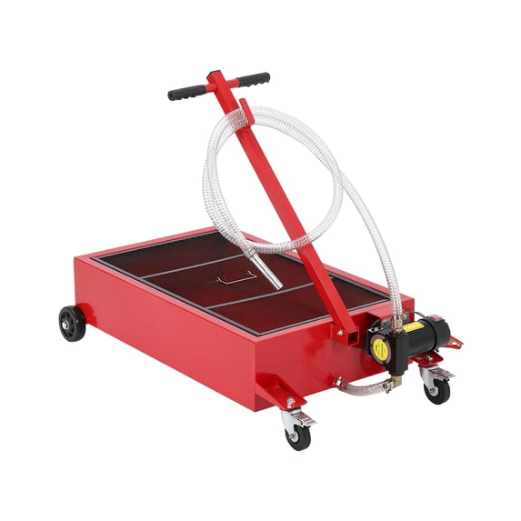 20 Gallon Red Heavy Duty Oil Drain Tank, Portable Rolling Cart with ...