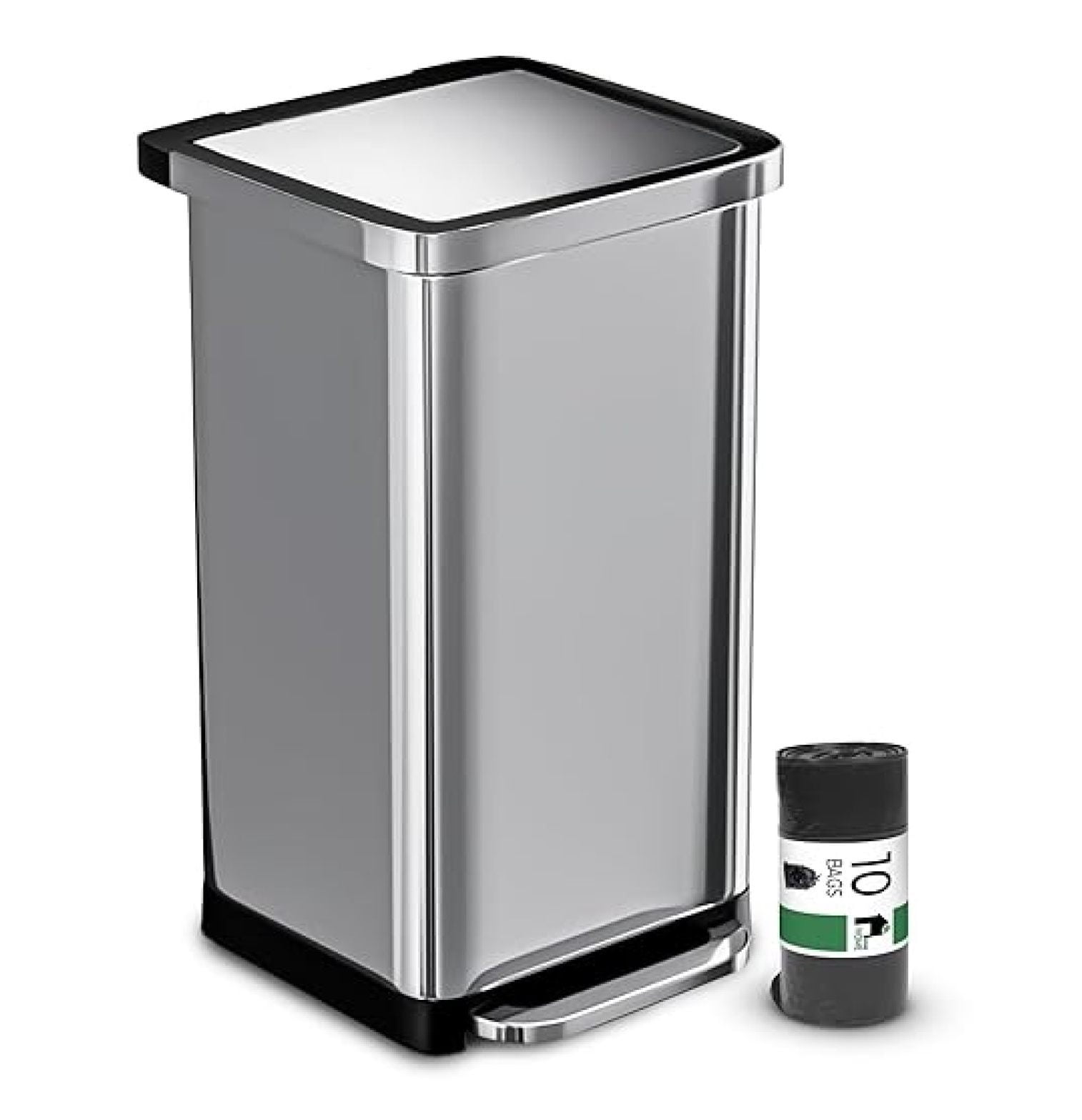 20 Gallon Stainless Steel Large Kitchen Trash Can with Foot Pedal, Soft ...