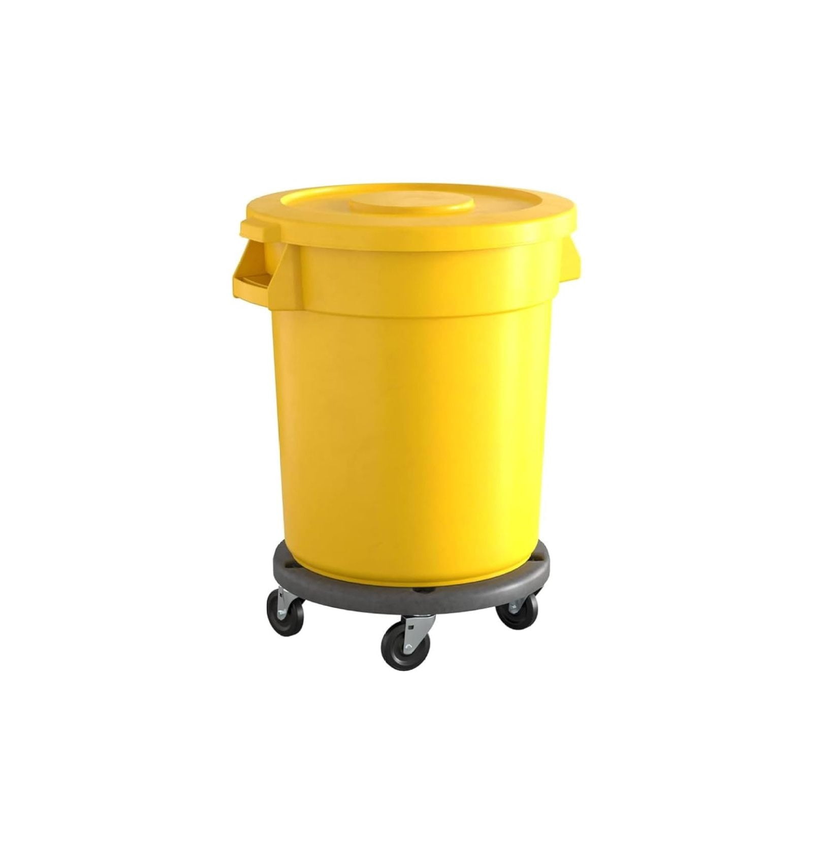 20 Gallon Yellow Round Trash Can with Lid and Dolly, Ingredient Bin ...