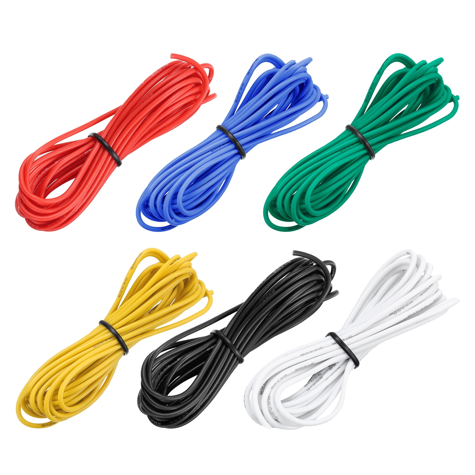 Uxcell 6Pcs 20 Gauge Silicone Wire 20AWG Electrical Wire Stranded Wire ...