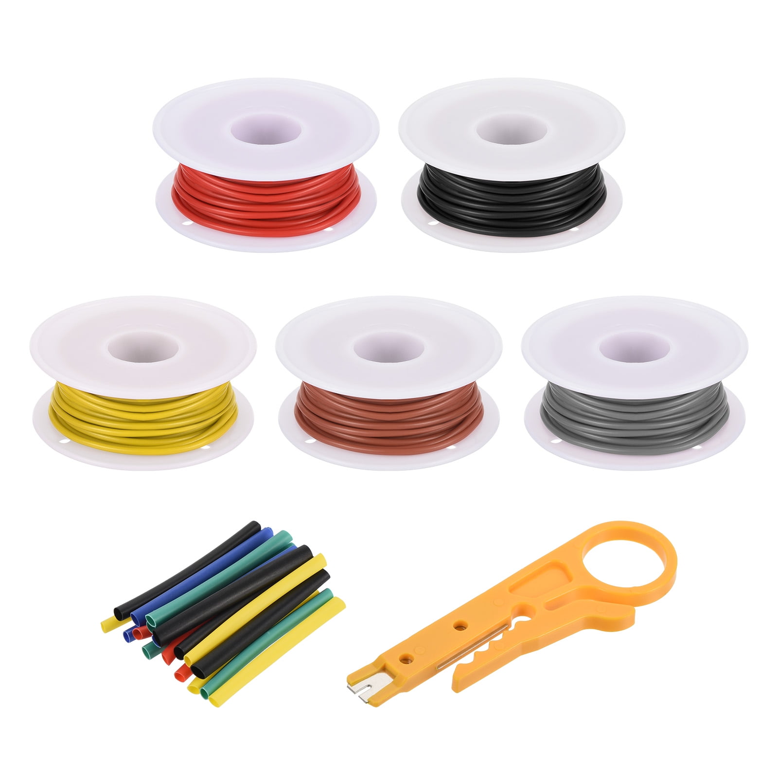 20 Gauge Silicone Wire Kit 20AWG Stranded Tinned Copper Hookup Spool 24.6ft 5/64" OD Black Red ...