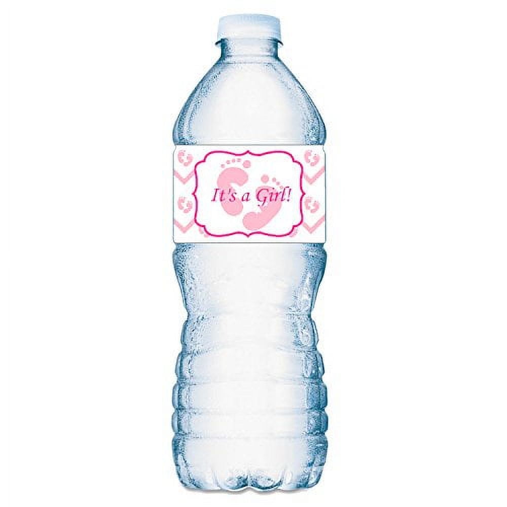 20 Its a Girl Footprints Baby Shower Party Water Bottle Labels ...