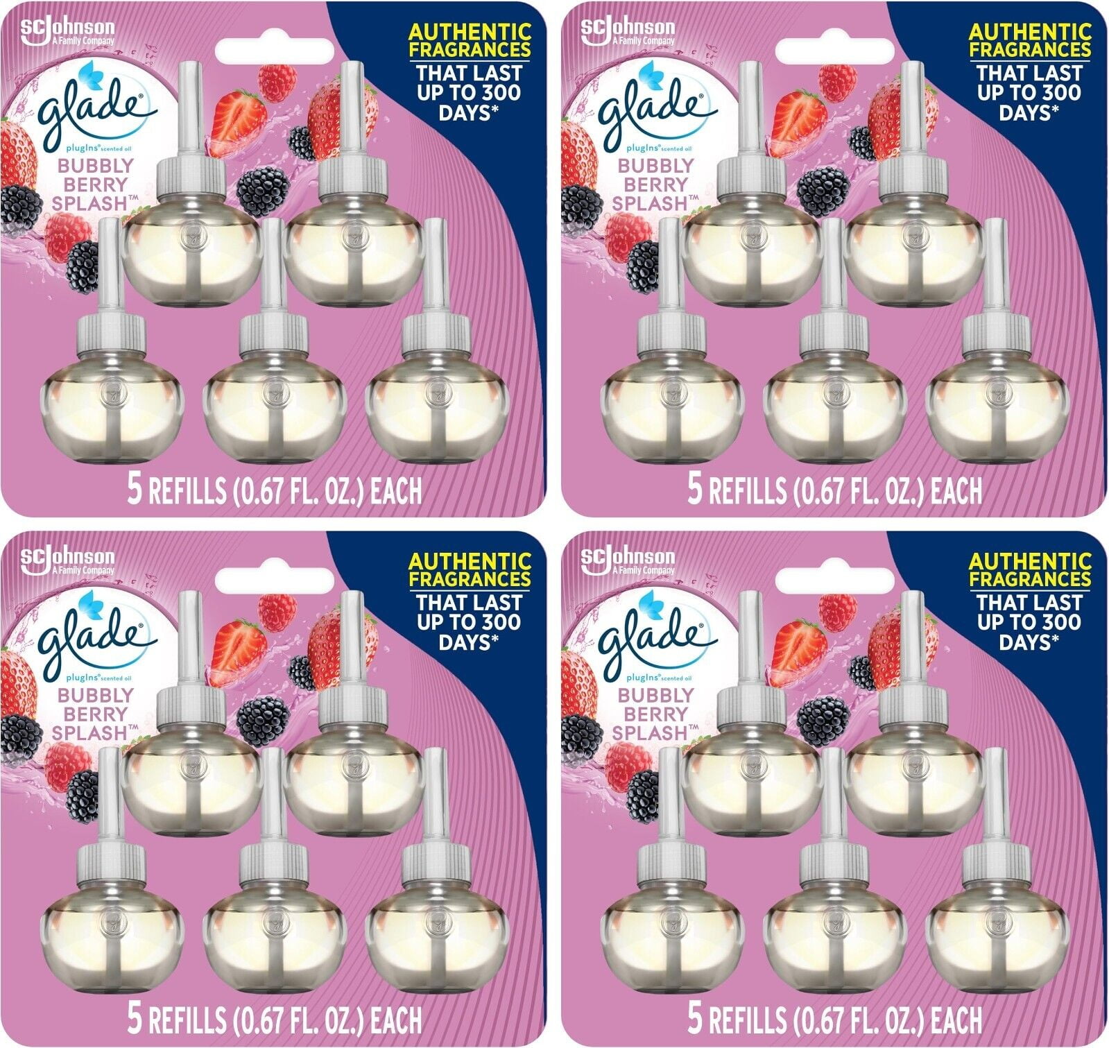 20 Glade PlugIns Scented Oil Refills, Bubbly Berry Splash, 4 x 5 pack ...