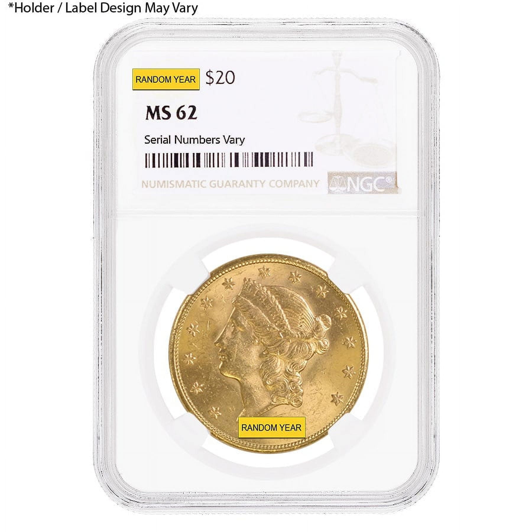 $20 Gold Double Eagle Liberty Head NGC MS 62 (Random Year) - Walmart.com