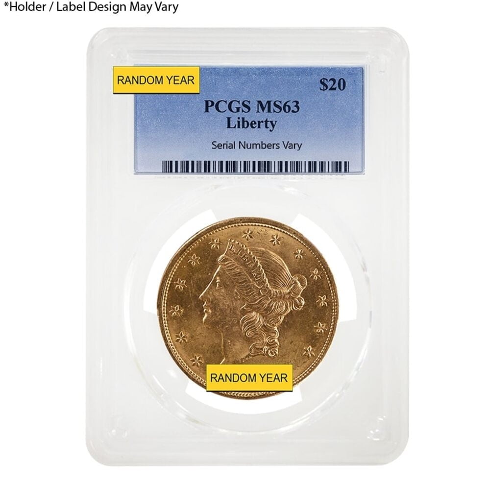 $20 Gold Double Eagle Liberty Head PCGS MS 63 (Random Year) - Walmart.com