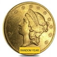$20 Gold Double Eagle Liberty Head Type II - Almost Uncirculated AU (Random Year, 1866-1876 ...