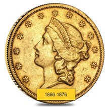 $20 Gold Double Eagle Liberty Head Type II - Almost Uncirculated AU (Random Year, 1866-1876 ...