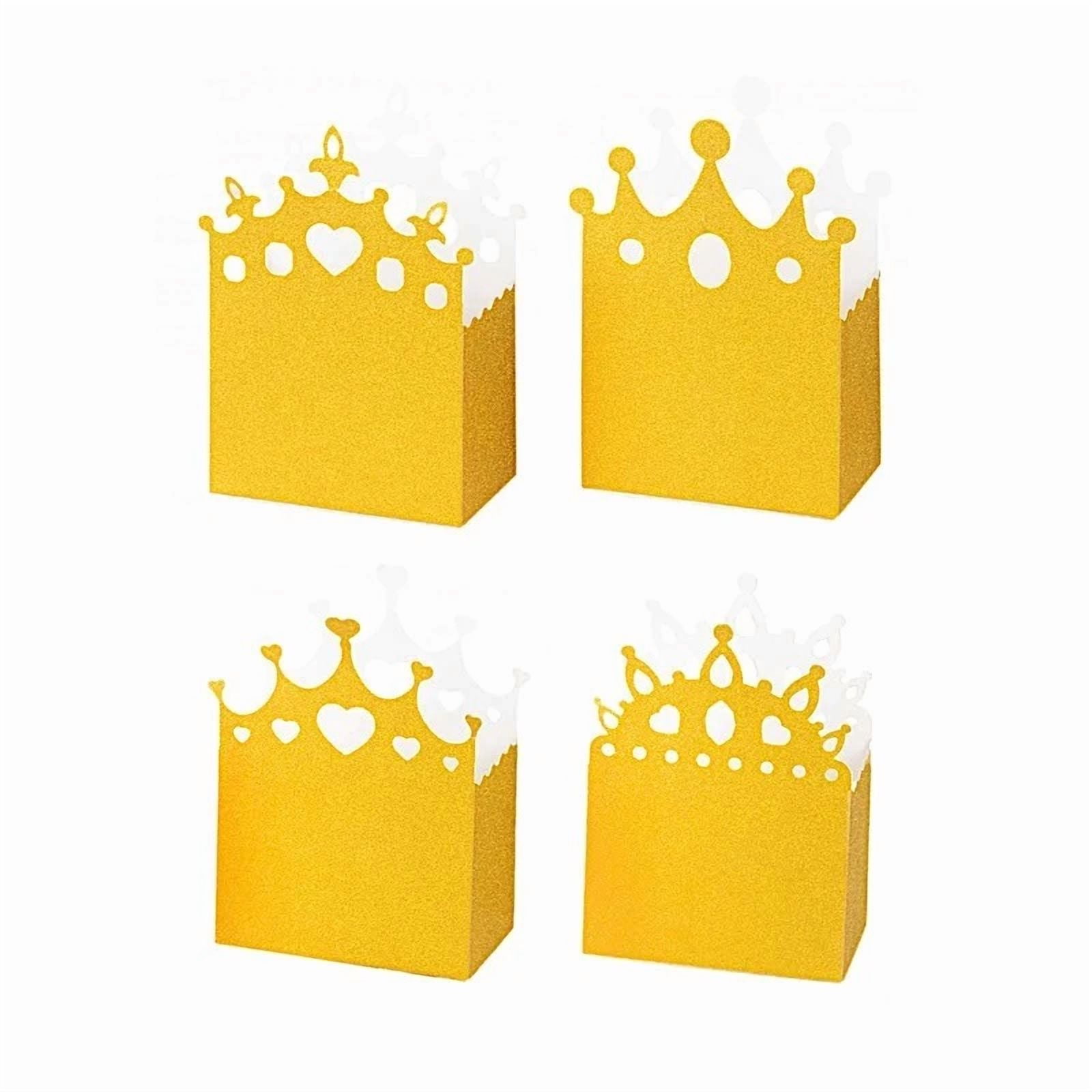 20 Gold Glitter Princess Crown Paper Favor Boxes Party Events Home ...