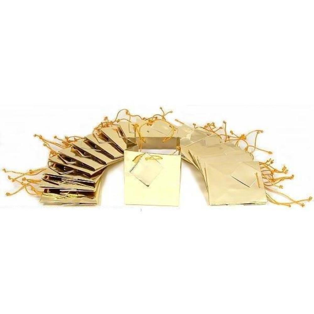 20 Gold Tote Bags Metallic Shopping Gift Display 4.5" - Walmart.com