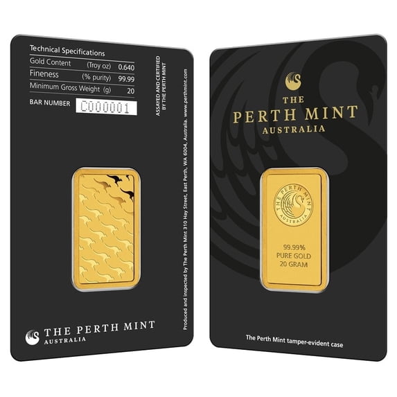 20 Gram Perth Mint Gold Bar .9999 Fine (in Assay) - Walmart.com
