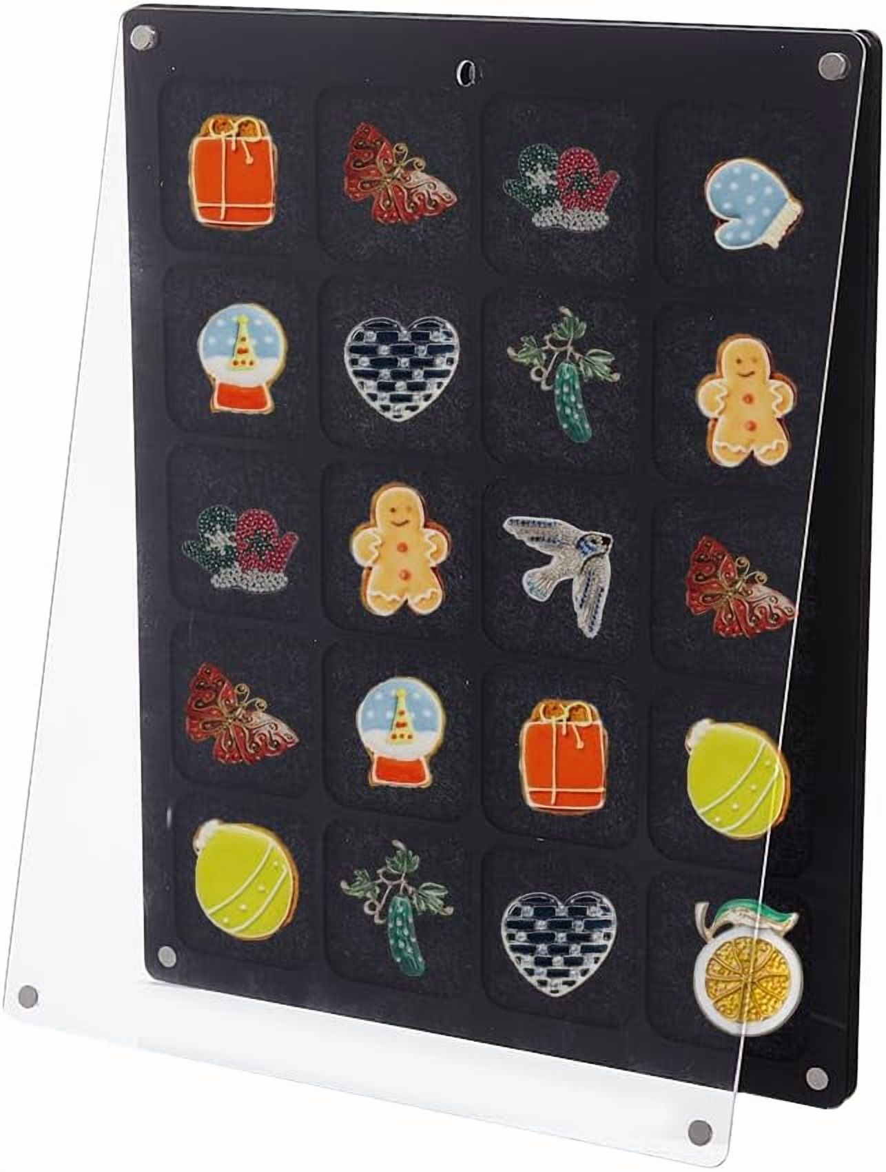 20 Grids Black Pins Display Case Acrylic Felt Pin Display Board with ...