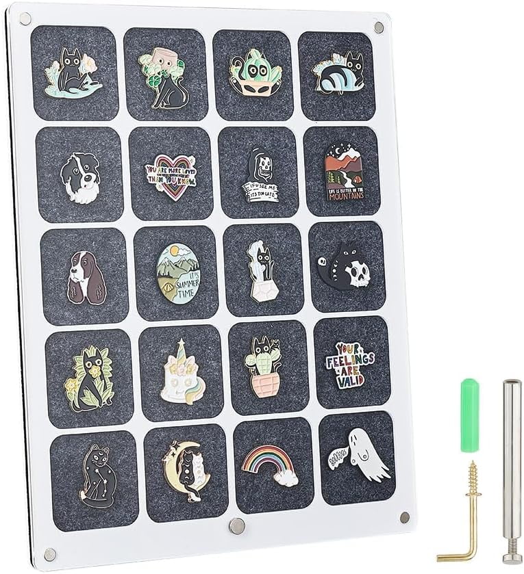 20 Grids Clear Acrylic Pin Display Acrylic with Felt Commemorative Pin ...
