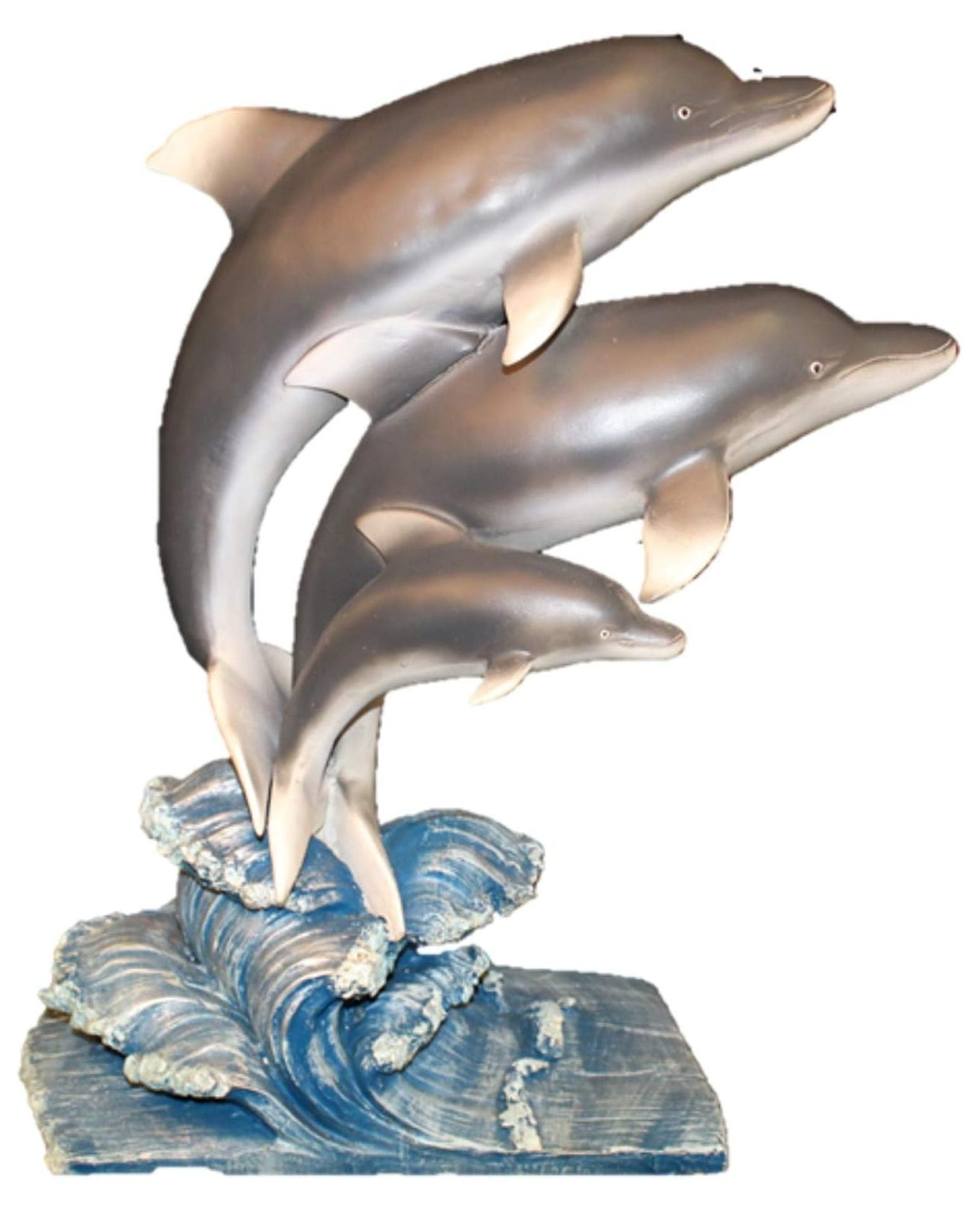 20" H Dolphins Jumping The Ocean Nautical Coastal Garden & Pool Statue ...