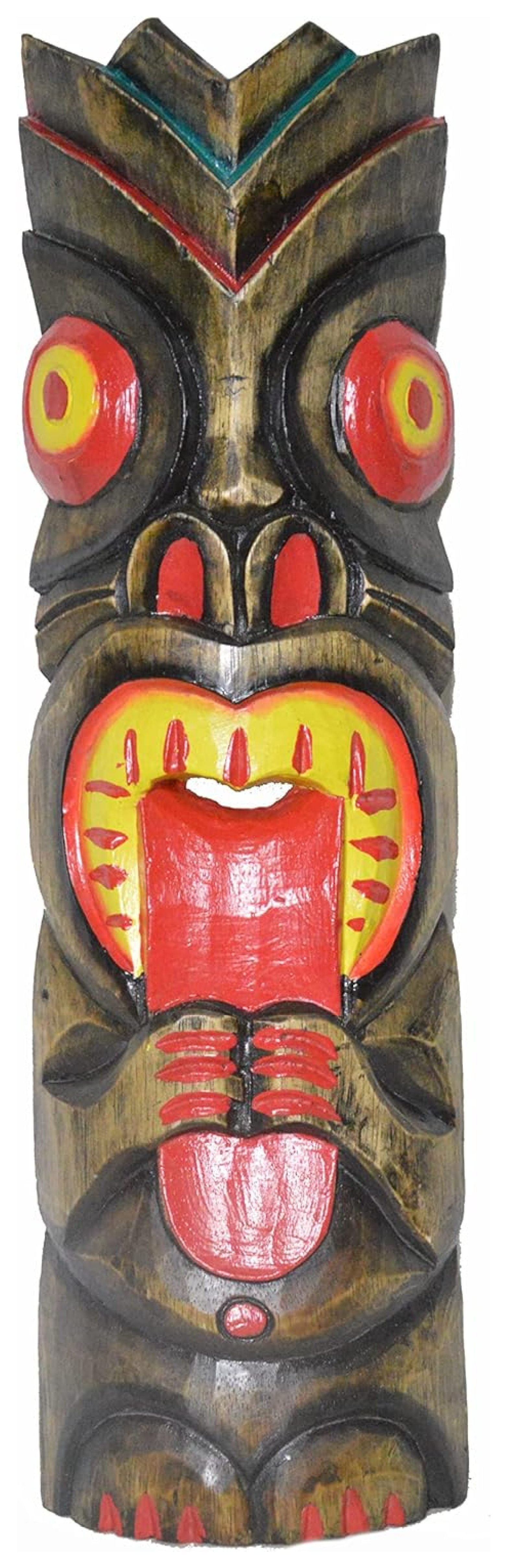 20" HANDMADE TIKI TONGUE MASK HAWAIIAN POLYNESIAN WALL ART TRIBAL BAR ...