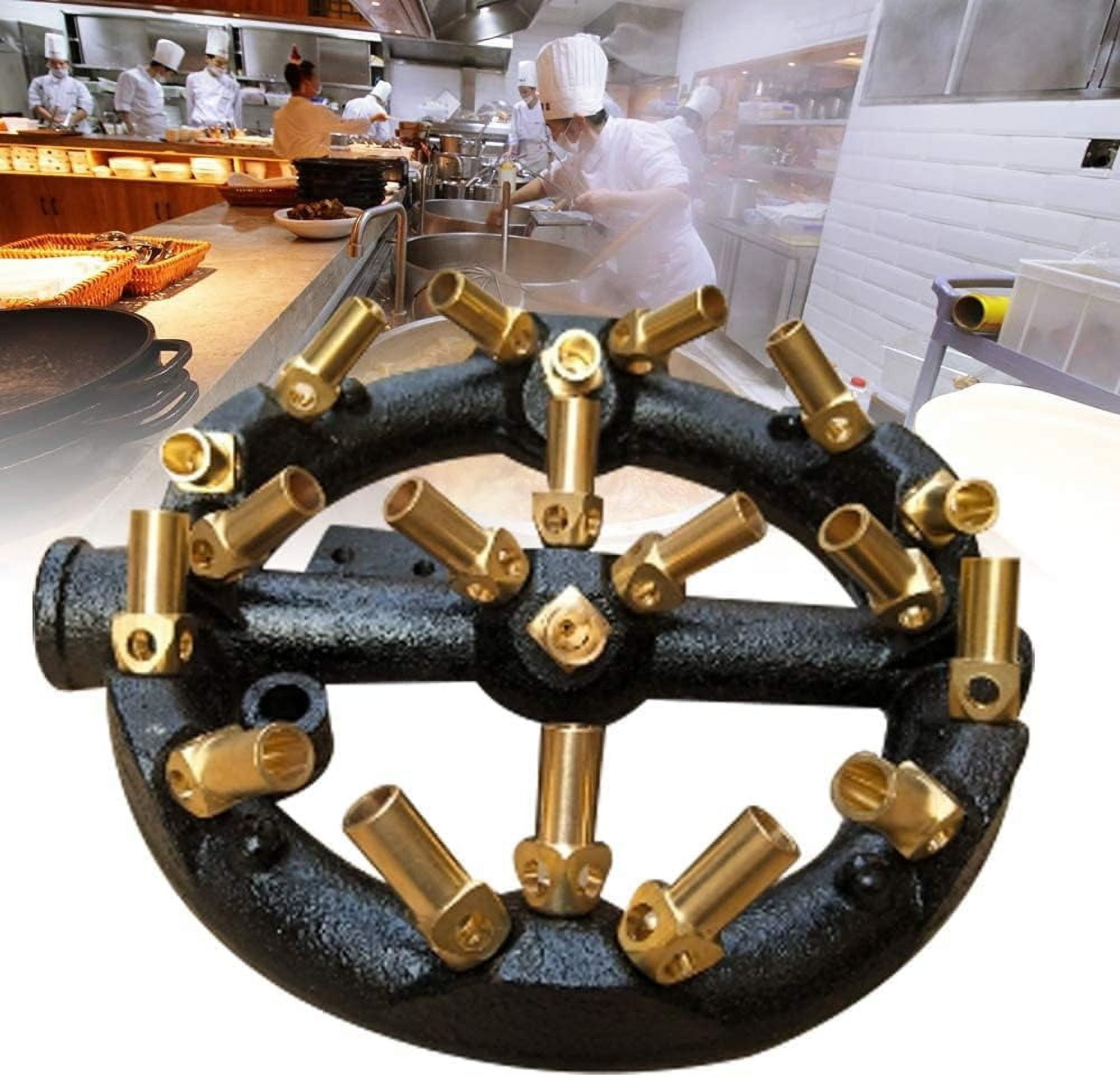 20 Heads 8.7" Propane Gas Jet Burner, Cast Iron Body Round Brass Tips ...