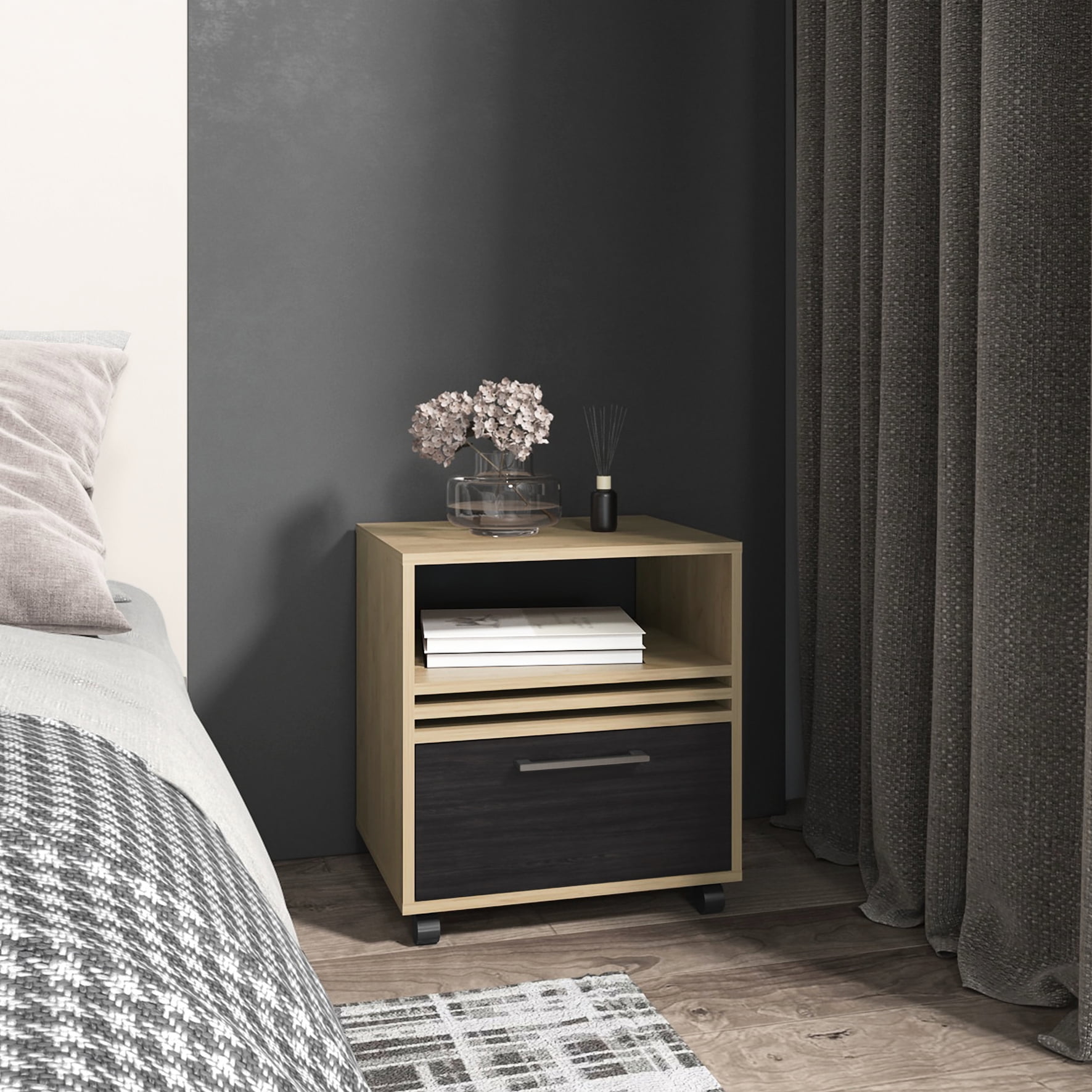 20" High Bedroom Nightstand | Has One Drawer and Convenient Storage ...