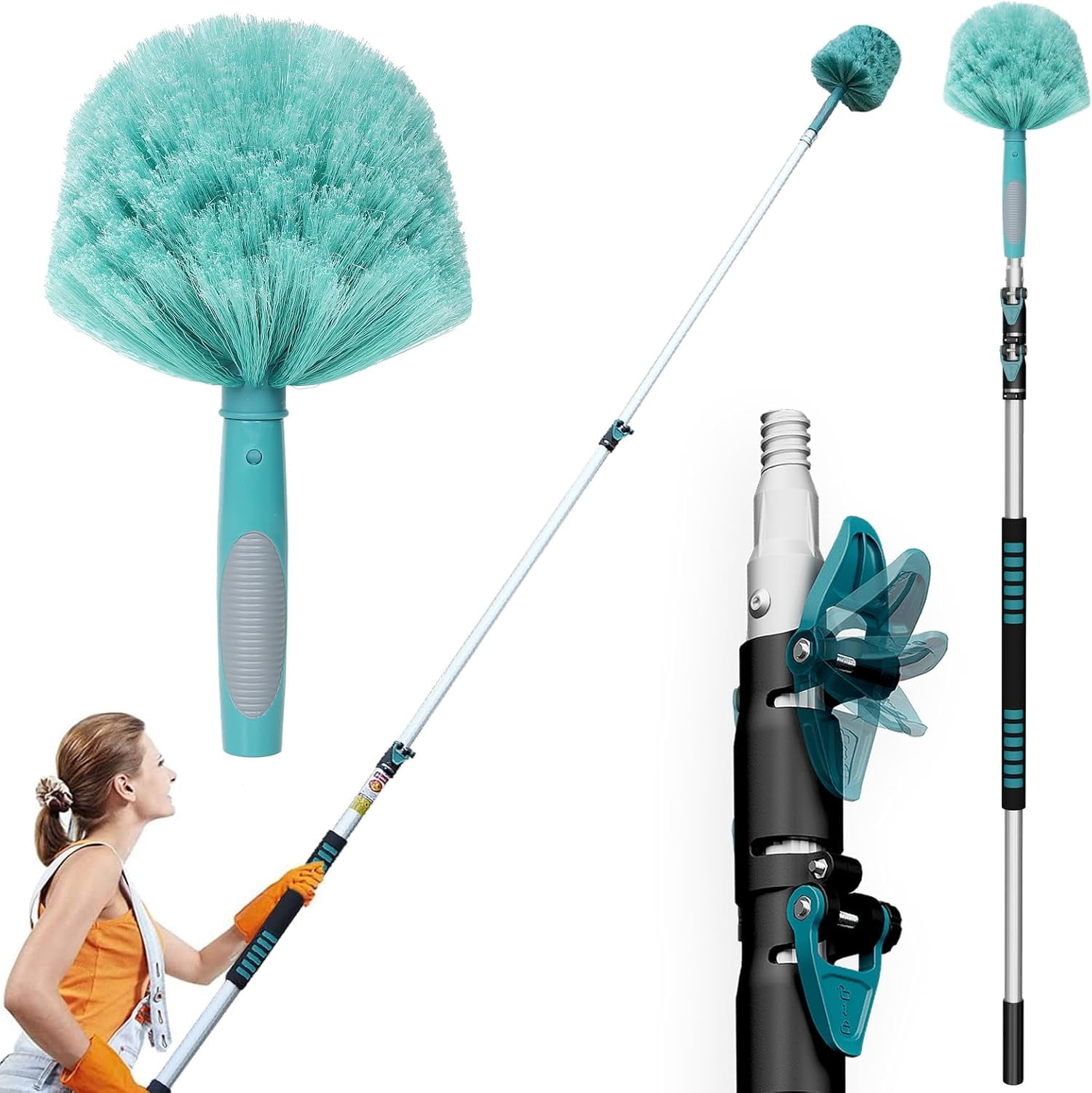 20 High Reach Cobweb Duster with 5-12Ft Extension Pole, Webster Cobweb ...