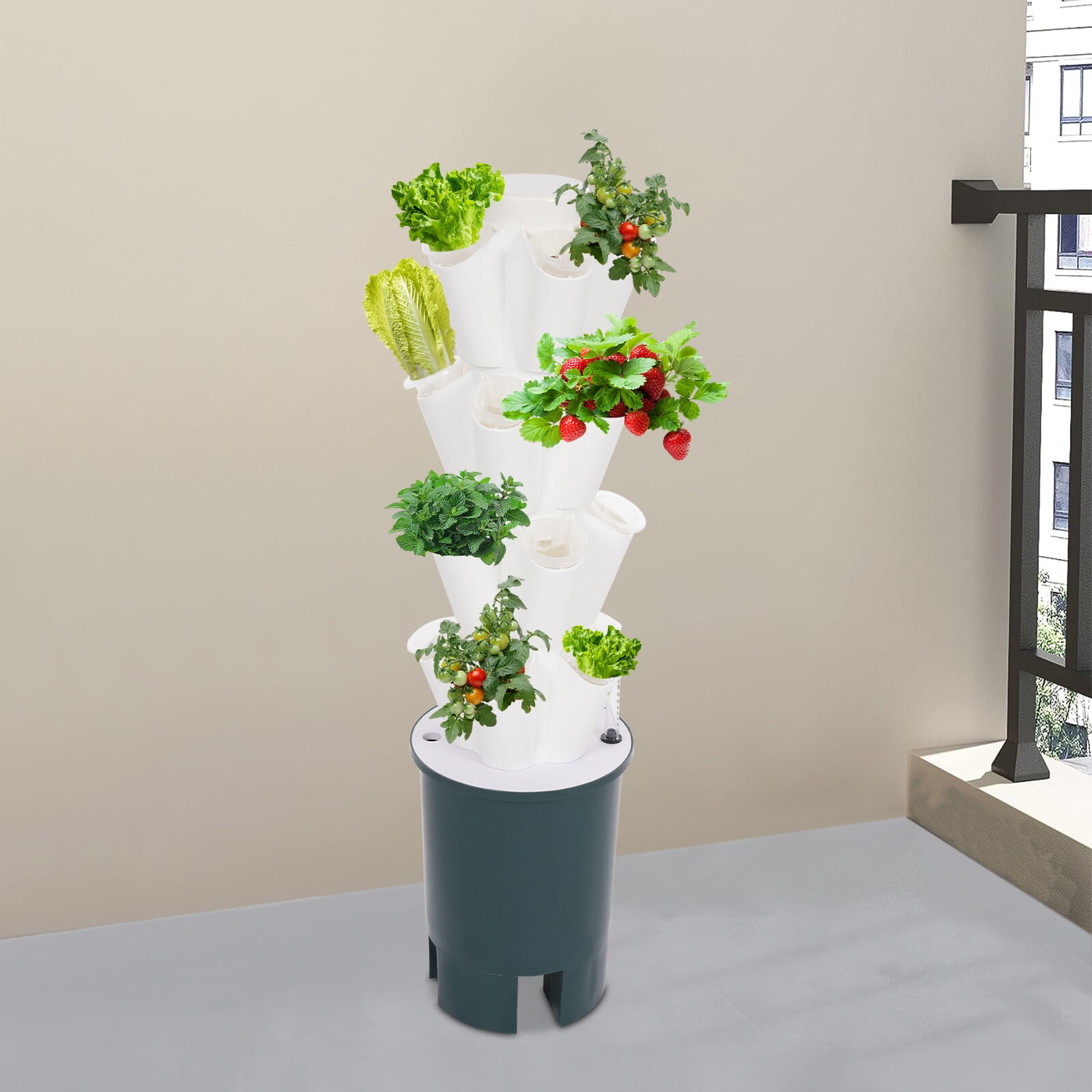 White 20 Hole Hydroponic Tower Hydroponics Growing System Kit Vertical ...