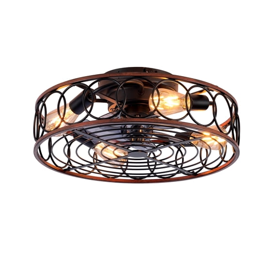 20 INCH Caged Ceiling Fan with Lights and Remote Control ,Reversible ...